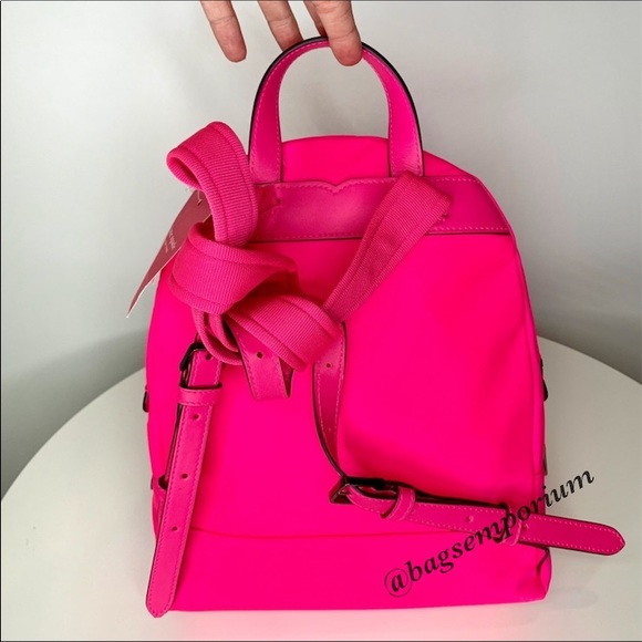 kate spade | Bags | Kate Spade Neon Pink Nylon Md Backpack Wallet Set ...